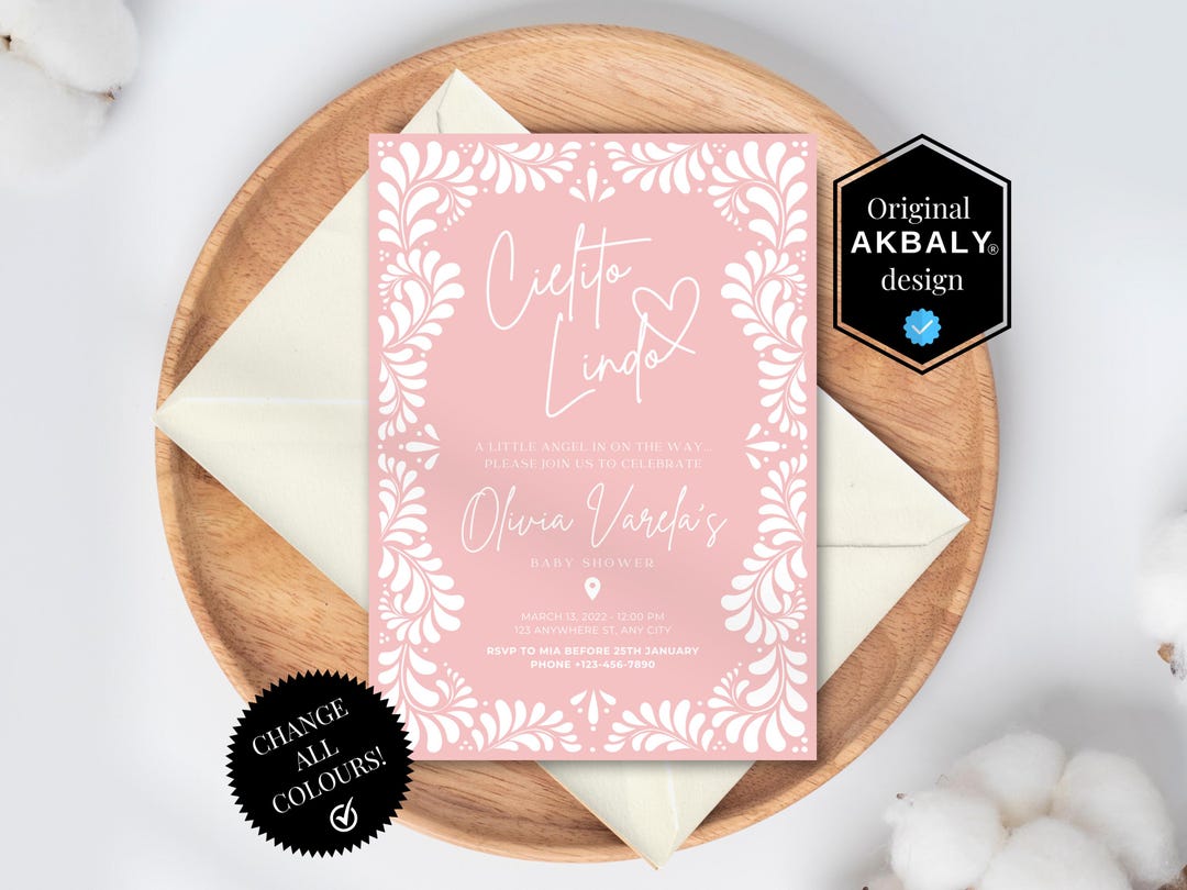 Cielito Lindo Mexican Talavera Invitation | Pink Baby Shower Invite ...