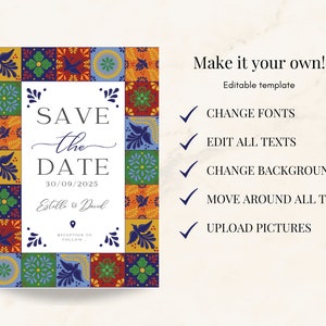 Customizable Mexican Wedding Invitation & Save the Date -colorful ...