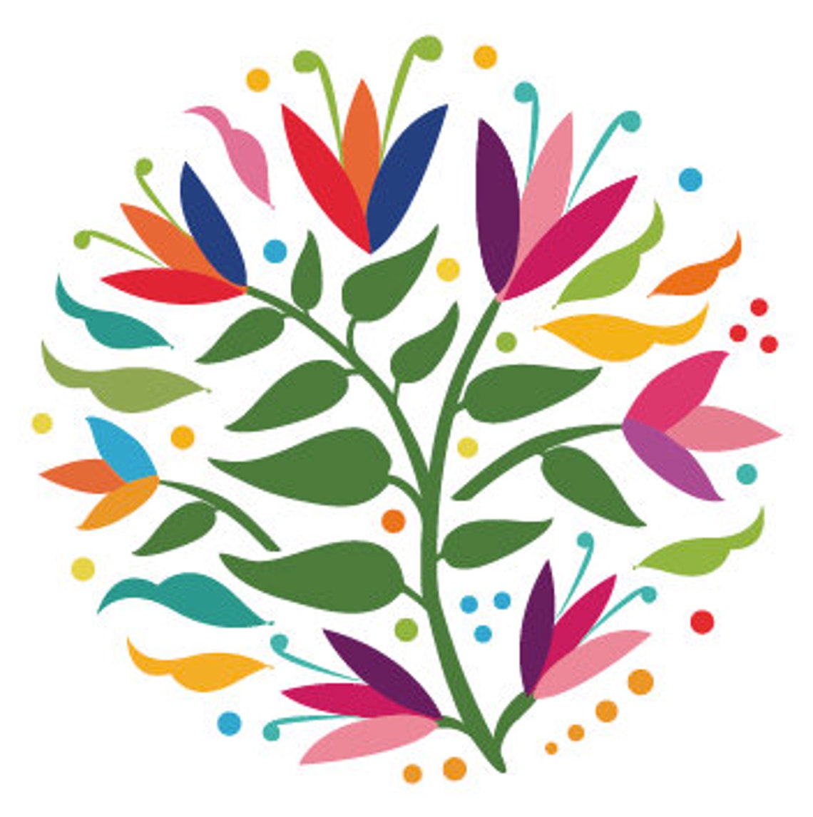 Mexican Flowers Floral Otomi Designs in Vector Set of 4 - Etsy