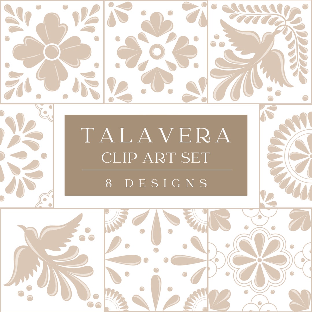 Mexican Talavera Clip Art Set | 8 Mosaic Digital Stickers | Hight ...