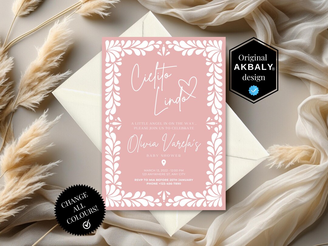 Cielito Lindo Talavera Invitation | Pink Baby Shower Invite, Talavera ...