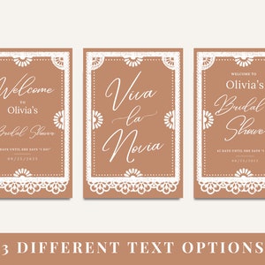 Papel Picado Bridal Shower Welcome Sign Template Set of 3 | Bridal ...