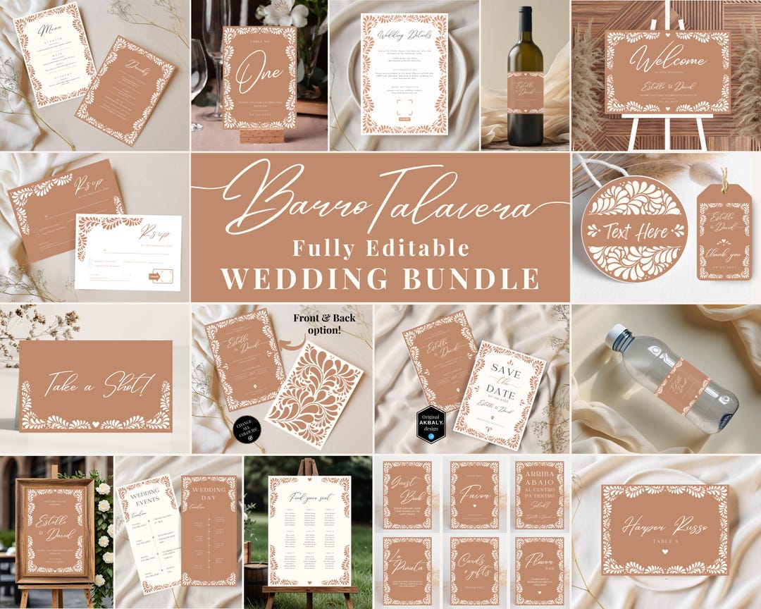 Barro Talavera Wedding Template Bundle | Papel Picado Wedding ...