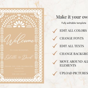 Papel Picado Wedding Welcome Sign Templates | Set of 3 Formats ...
