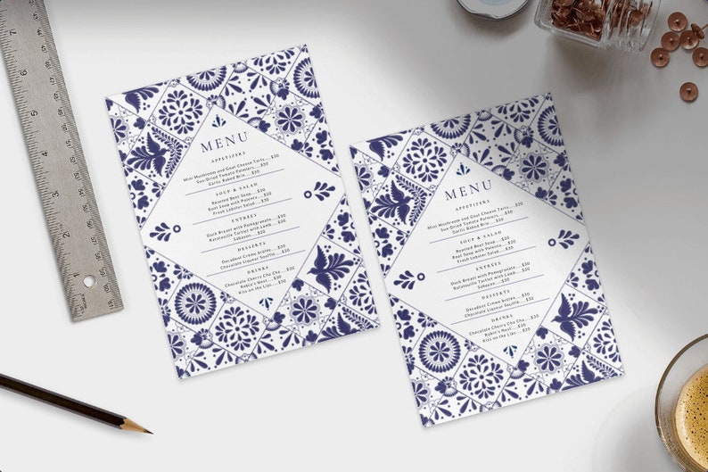 Mexican Talavera Tiles Menu Template 3 Digital Format for - Etsy