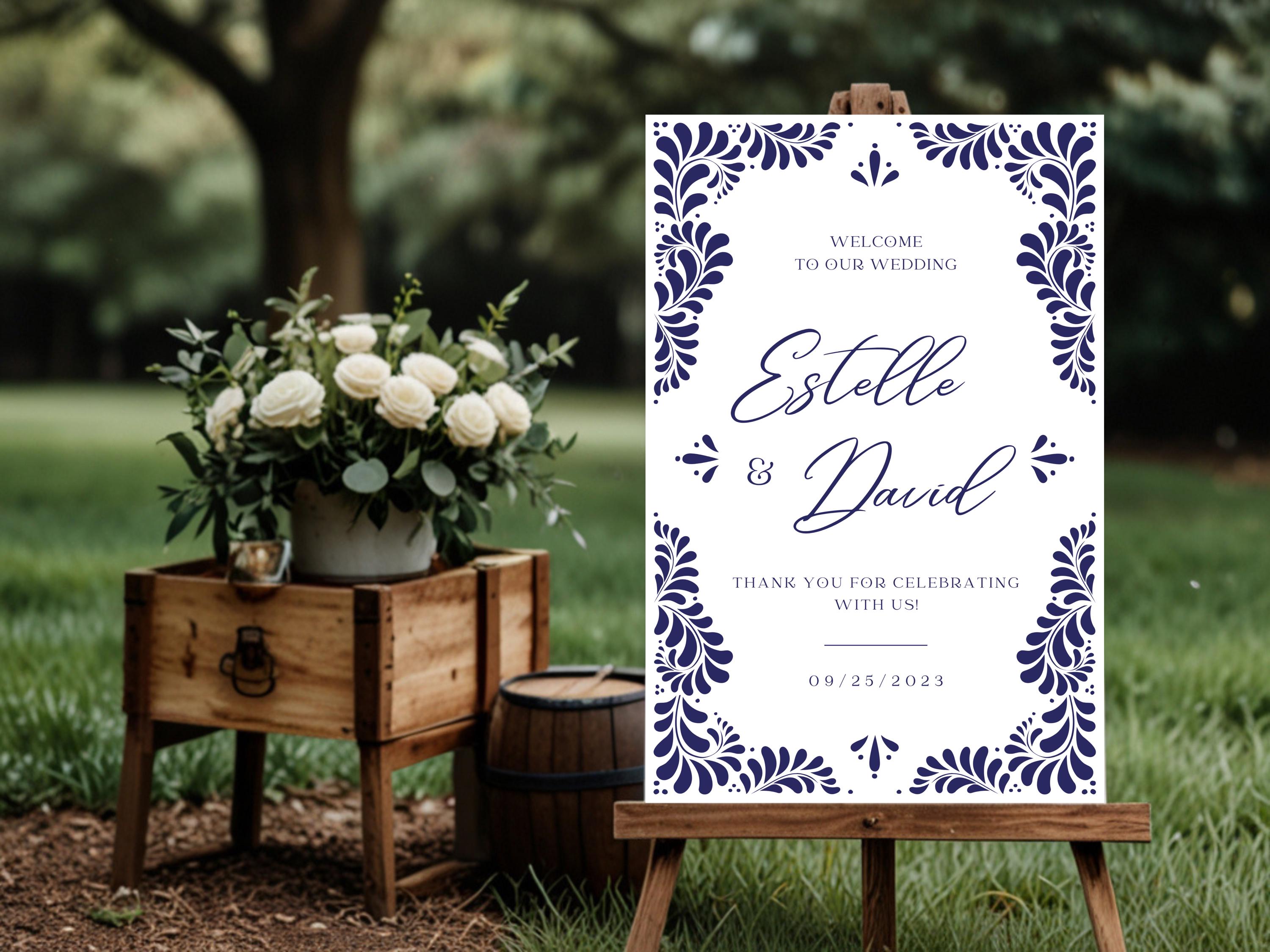 Talavera Wedding Welcome Sign Template Set of 3 | Blue Talavera Welcome ...