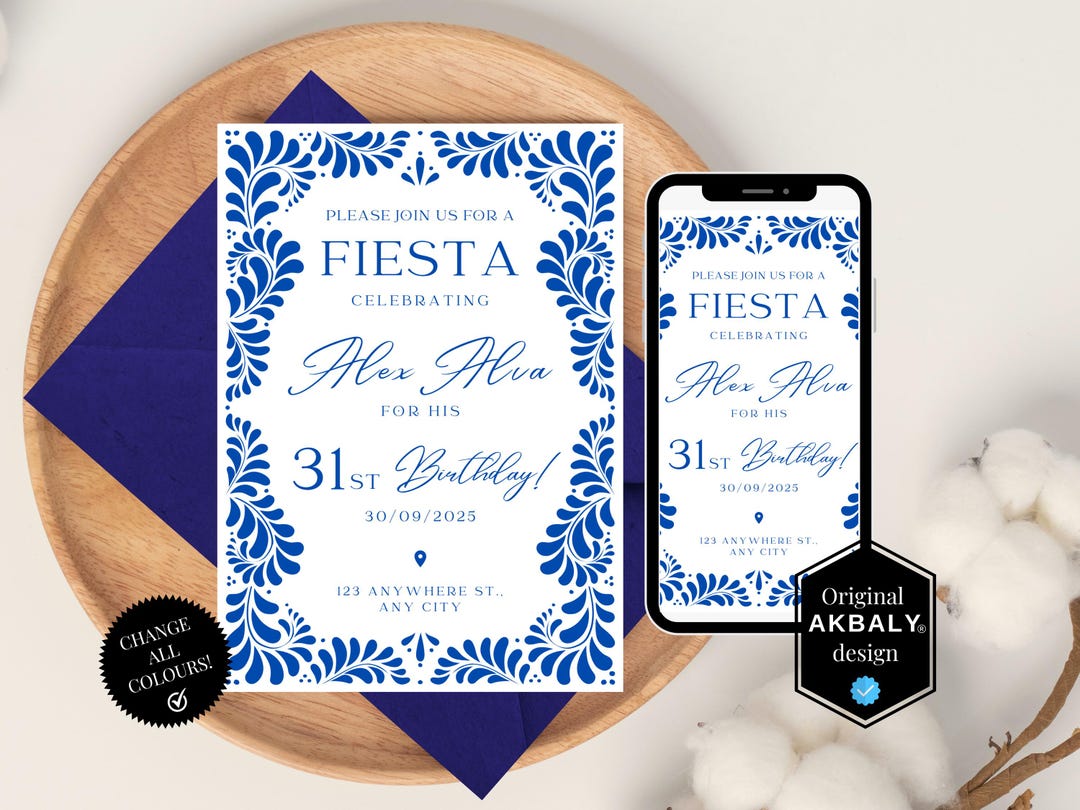 Talavera Birthday Party Invitation Template | Mexican Fiesta Theme ...
