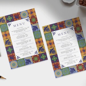 Colorful Mexican Talavera Tiles Menu Template #6 - Digital Format for ...