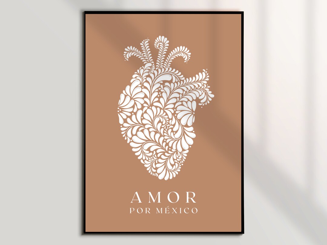 Mexico Printable Wall Art | Talavera Heart Abstract Print | Modern ...