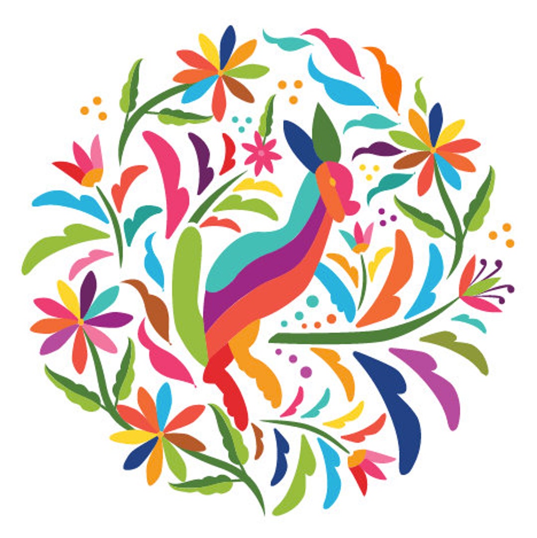 Mexican Otomi Stamp | Floral & Animal Design | Floral Stamp | Digital ...