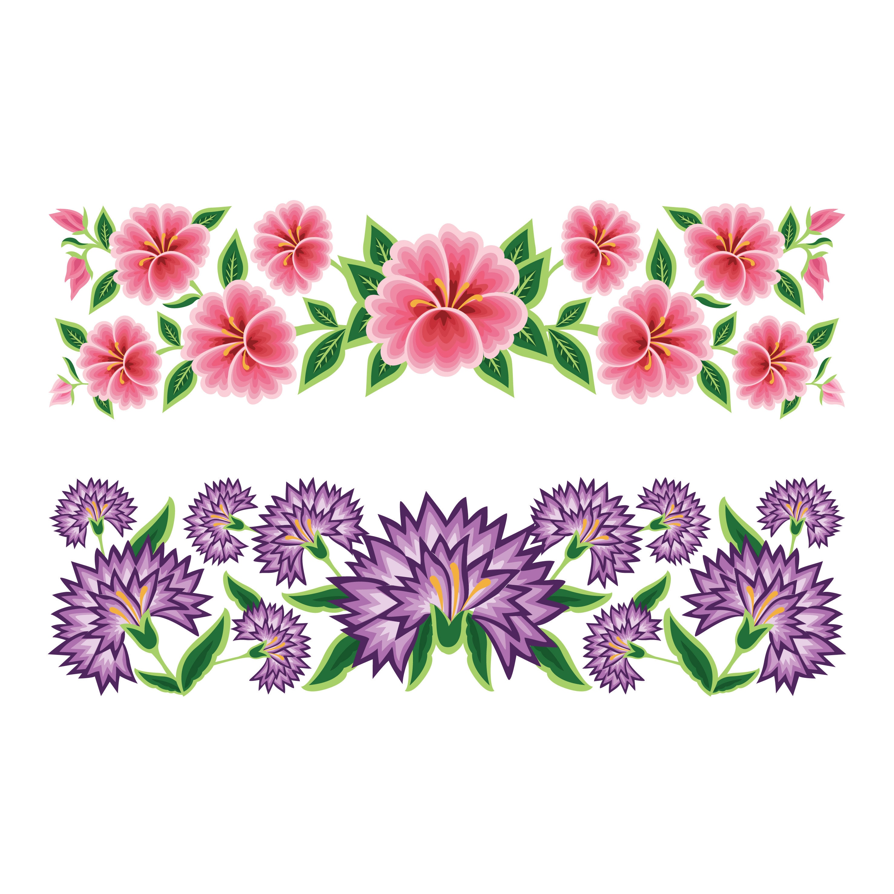 Floral Borders, Set of 2 Cliparts | PNG, SVG | Oaxaca Floral Design ...