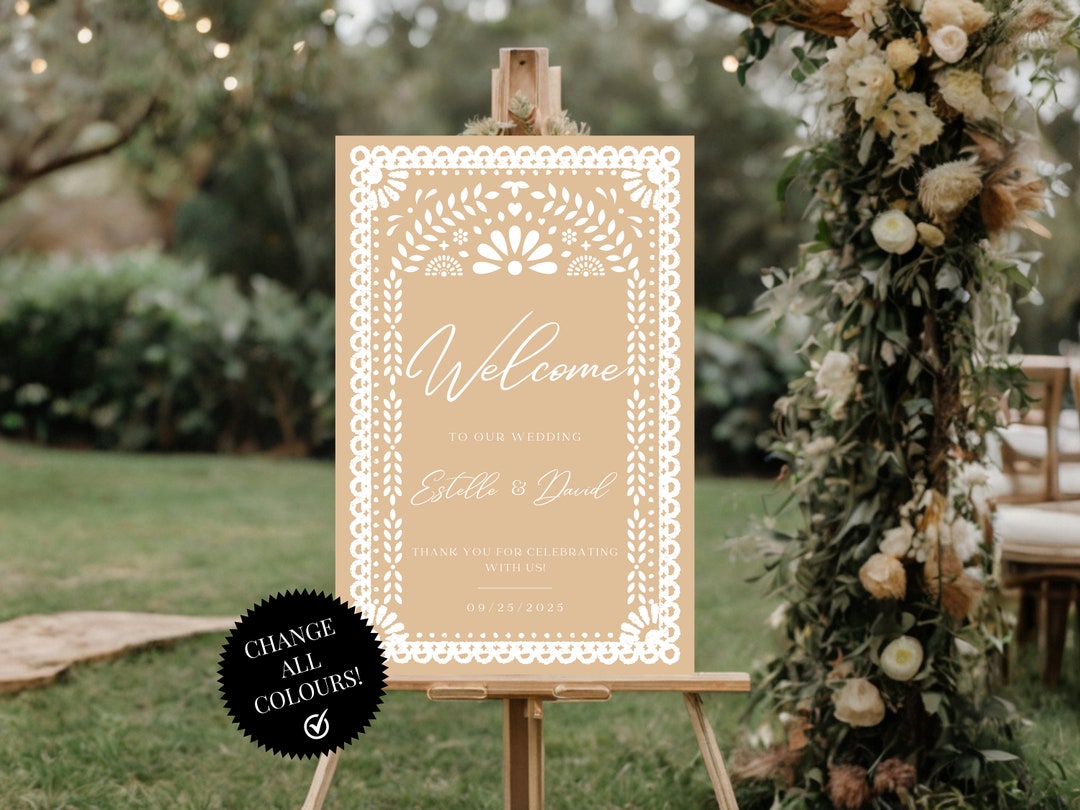Papel Picado Wedding Welcome Sign Templates | Set of 3 Formats ...