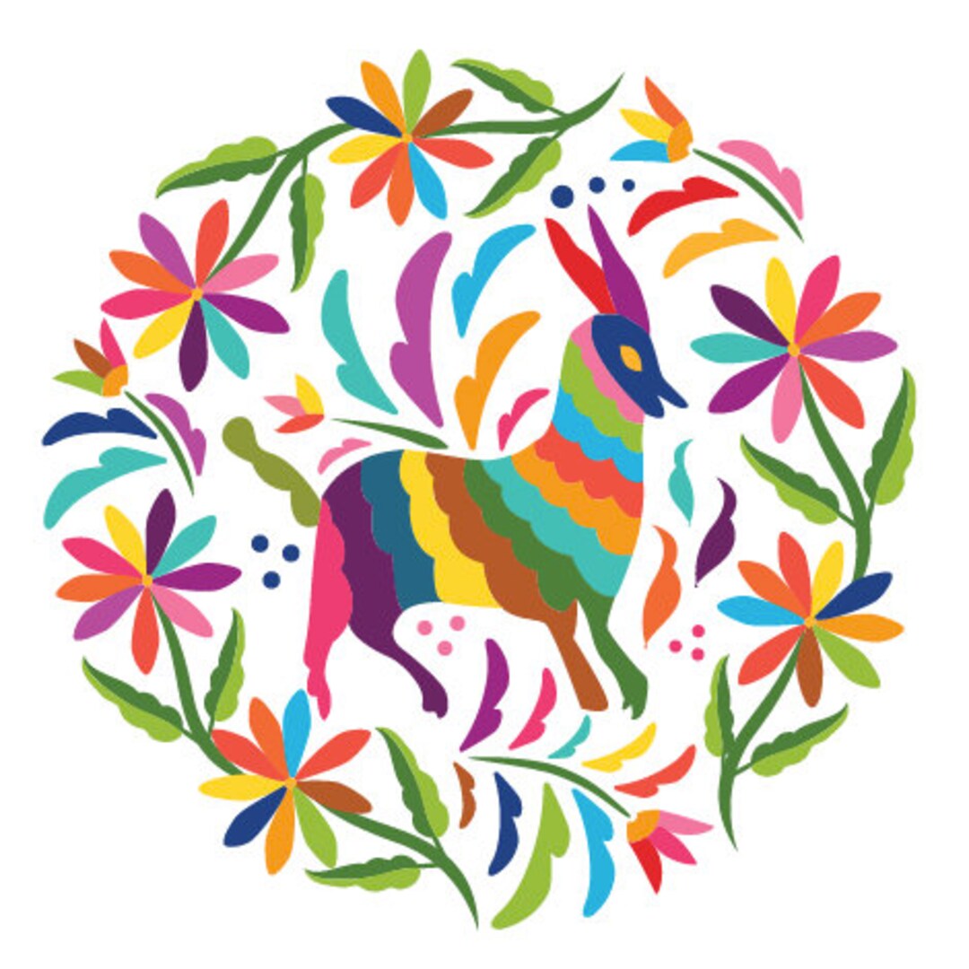 Mexican Otomi Stamp | Floral & Animal Design | Floral Stamp | Digital ...