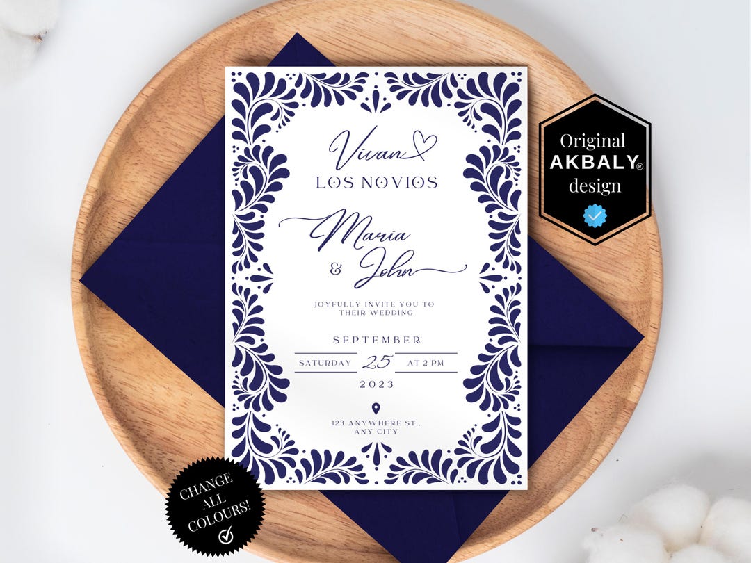 Mexican Talavera Wedding Invitation Template | Elegant Talavera Wedding ...