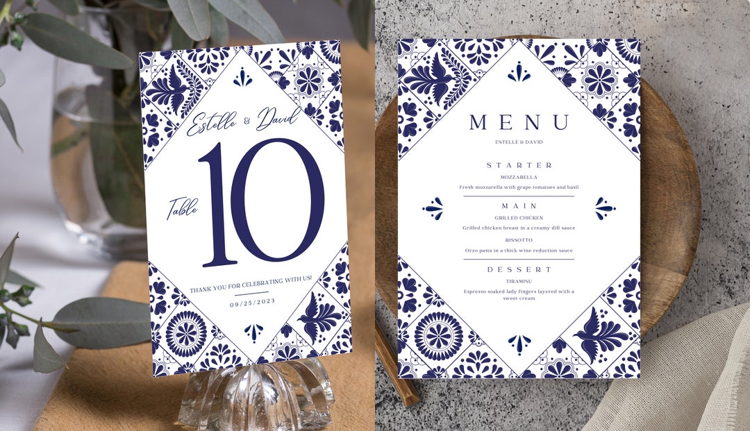 Table Numbers & Menus (food+drinks) Templates for Weddings With ...