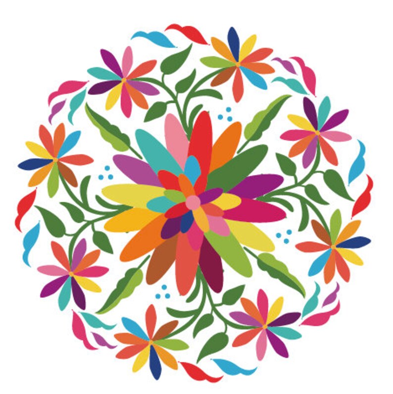Mexican Flowers | Floral Otomi Designs in Vector | Set of 2 | Digital ...