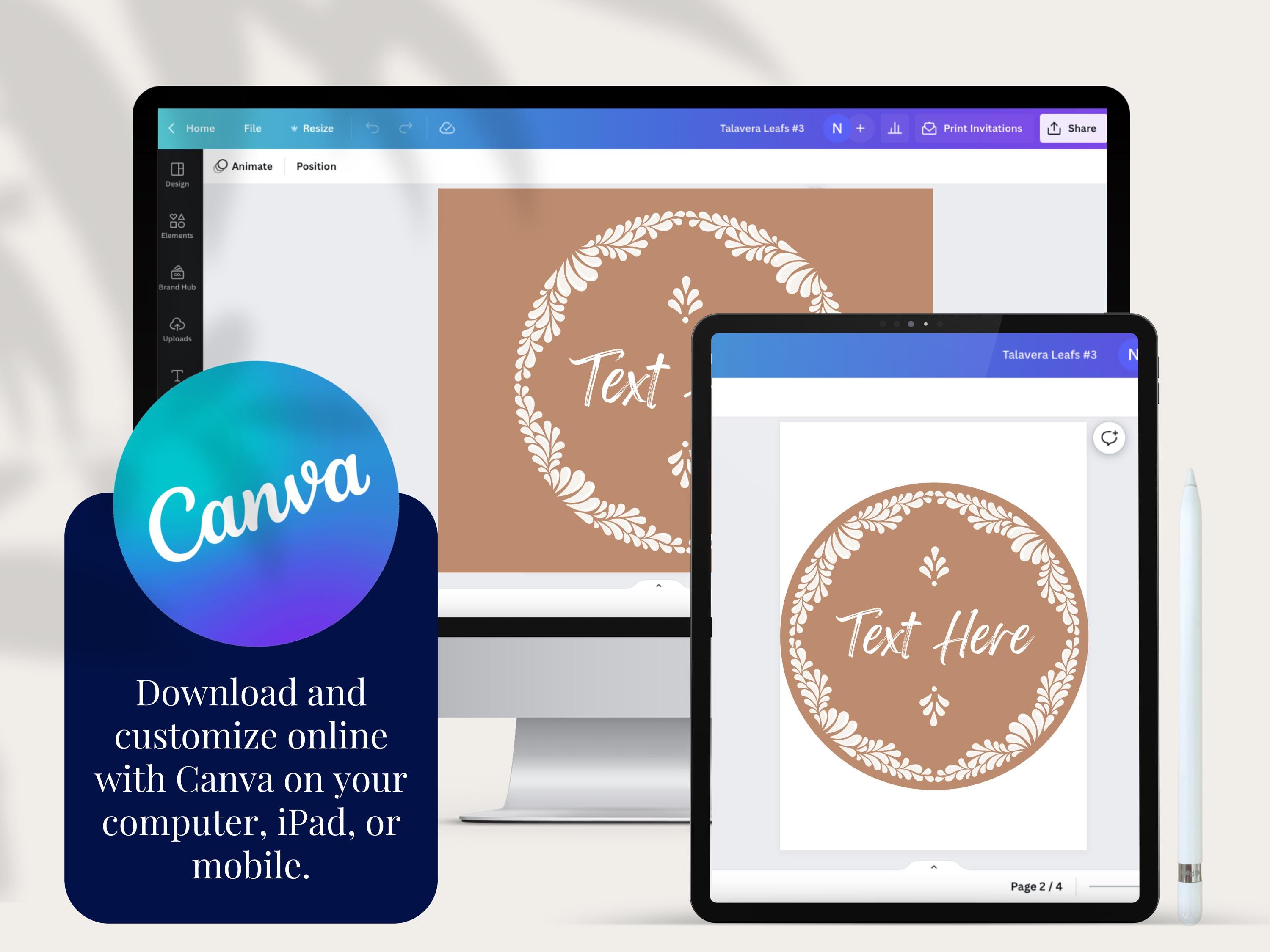 Mexican Talavera Label Template | Round Digital Sticker | Talavera Gift ...