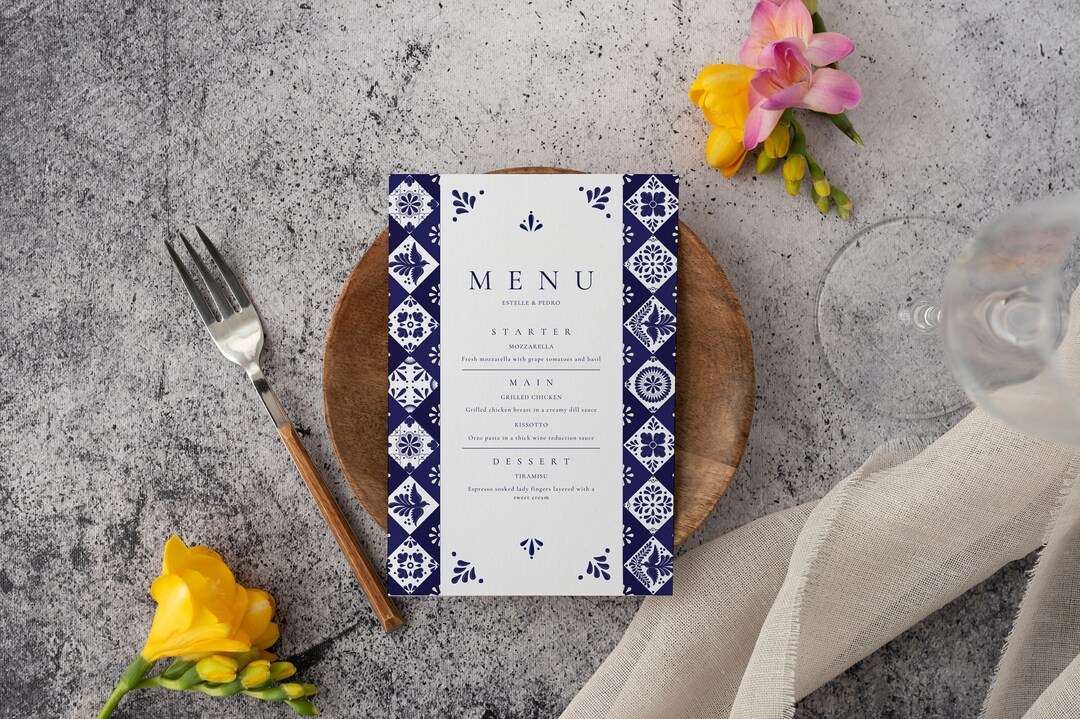 Mexican Talavera Tiles Menu Template #5 - Digital Format for ...