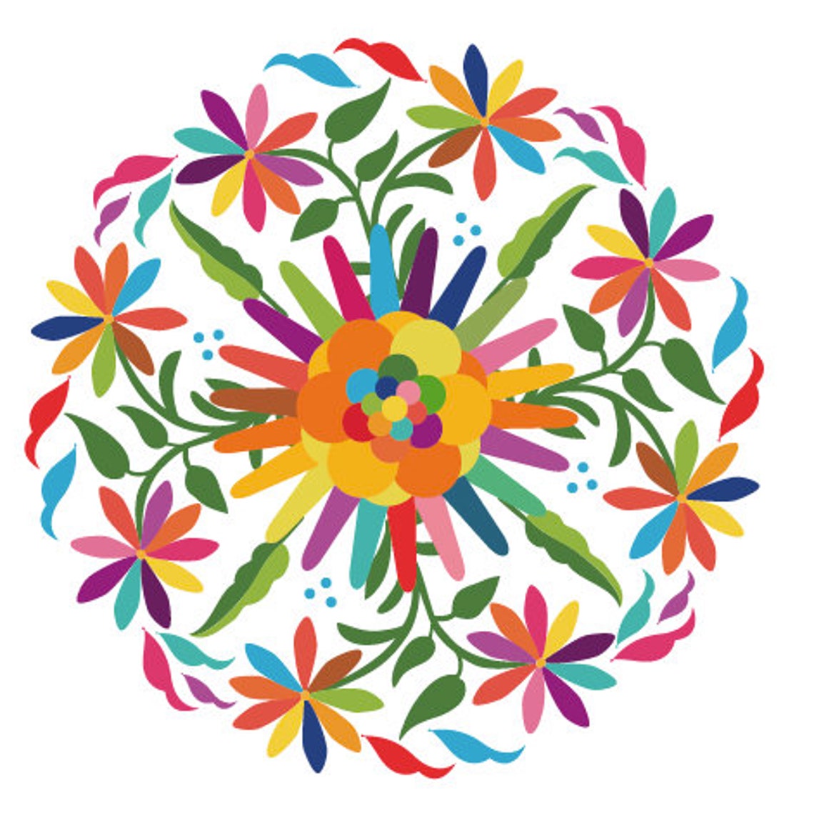 Mexican Flowers Floral Otomi Designs in Vector Set of 2 - Etsy