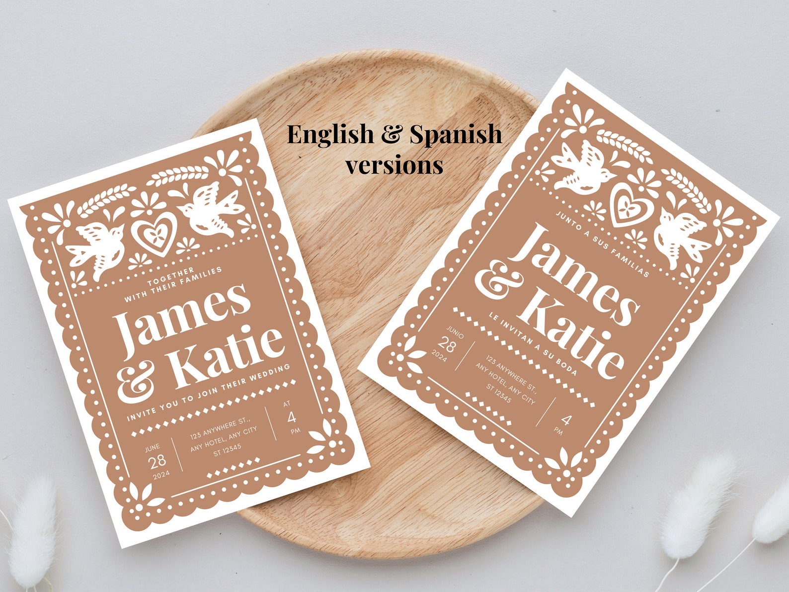 Mexican Wedding Invitation & Save the Date With Papel Picado Design ...