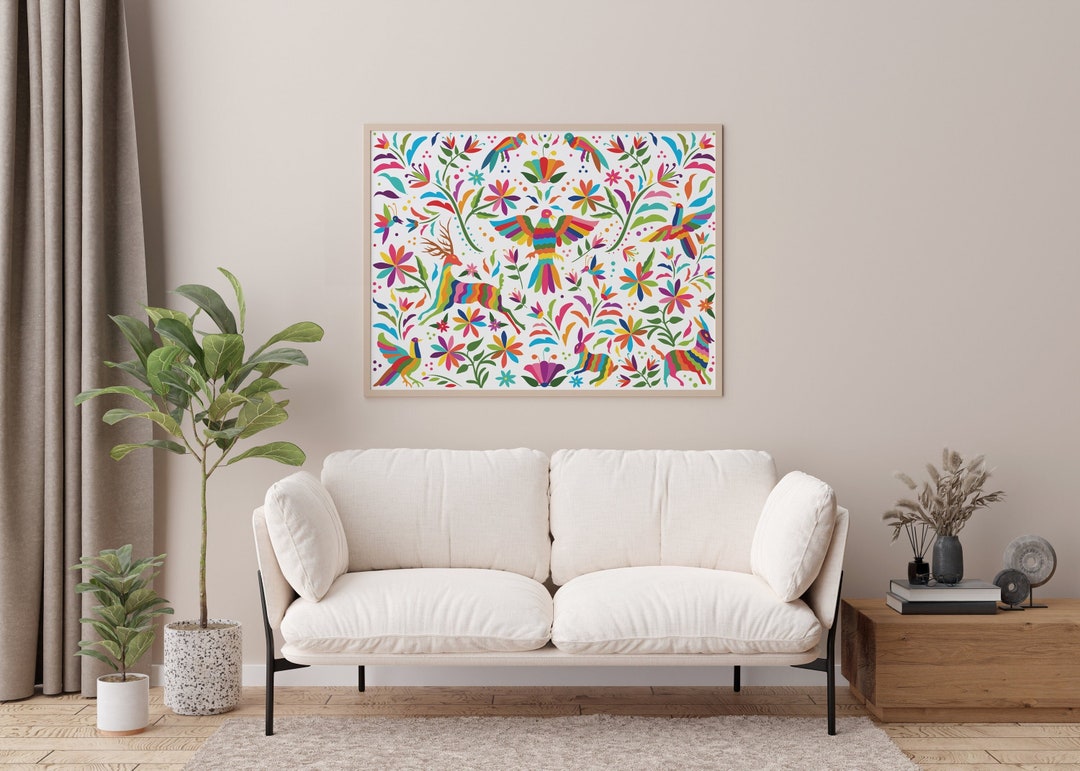 Printable Wall Art, Colorful Mexico Otomi Abstract Art Print Decorative ...