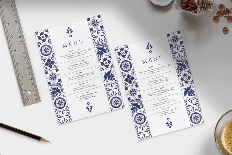 Mexican Talavera Tiles Menu Template 2 Digital Format for - Etsy