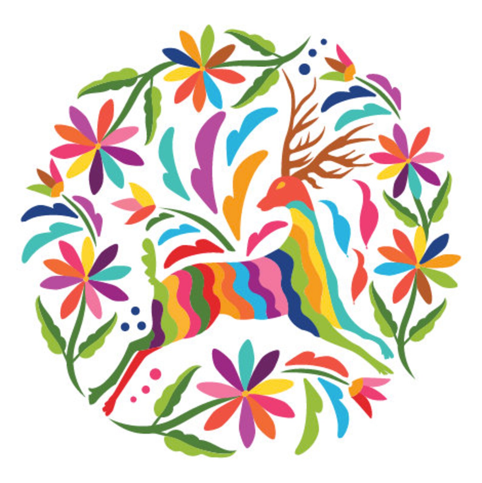 Mexican Otomi Stamp Floral & Animal Design Floral Stamp - Etsy