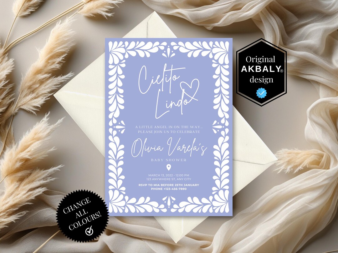 Cielito Lindo Talavera Invitation | Blue Baby Shower Invite, Talavera ...