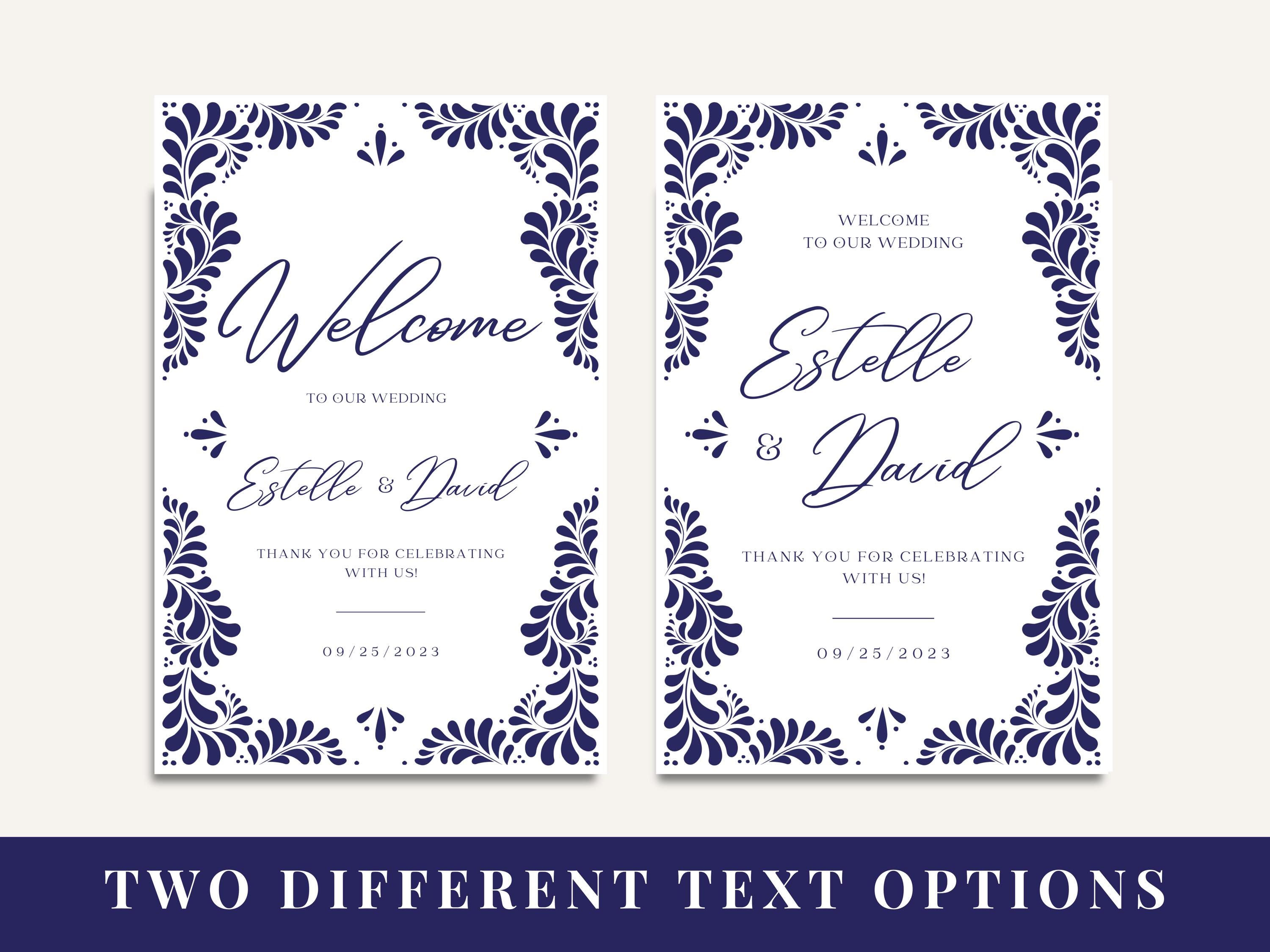 Talavera Wedding Welcome Sign Template Set of 3 | Blue Talavera Welcome ...
