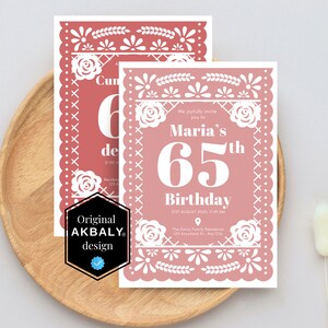 Papel Picado Birthday Invitation Template Set of 2 Spanish English ...