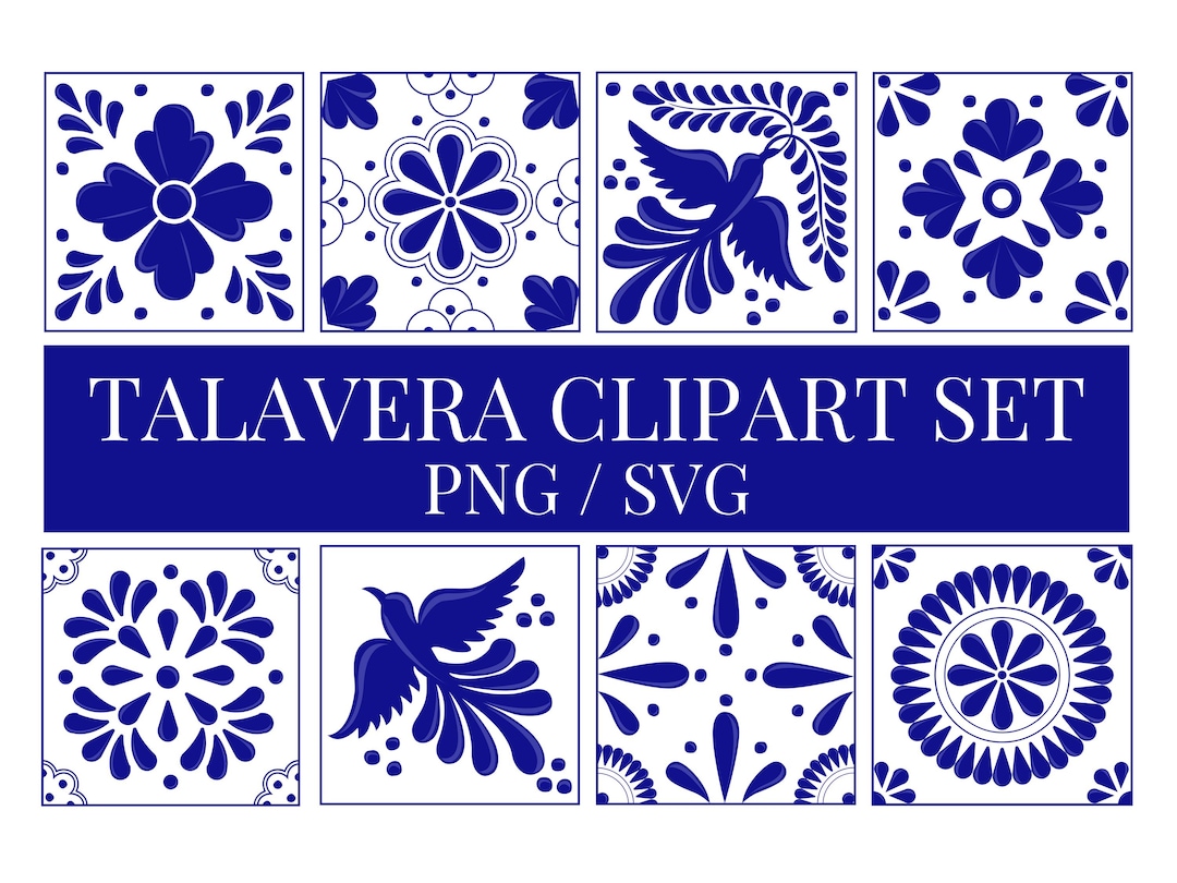 Mexican Talavera Clip Art Set | 8 Mosaic Digital Stickers | Hight ...