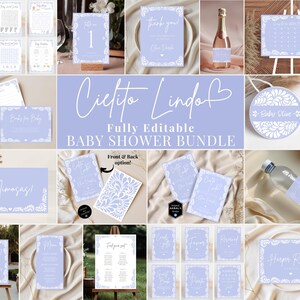 Cielito Lindo Talavera Invitation Bundle | Blue Baby Shower Invite ...