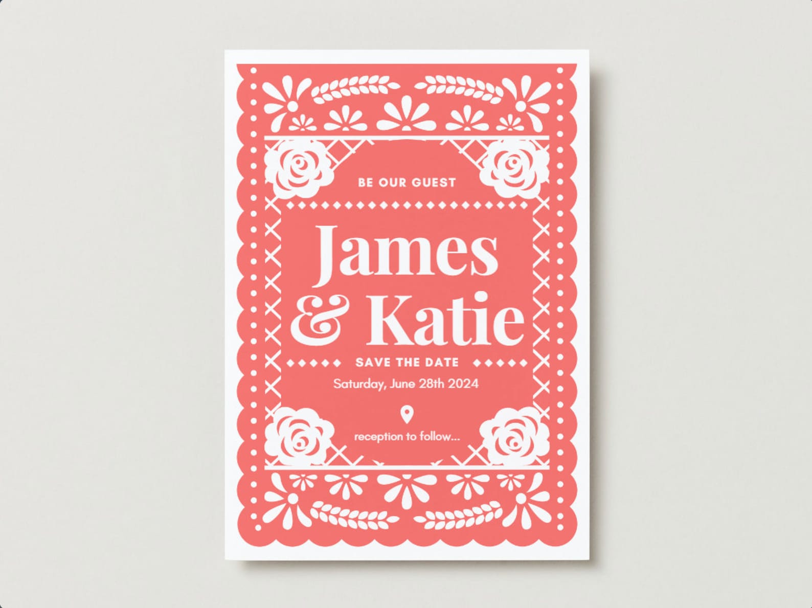 Mexican Wedding Invitation & Save the Date With Papel Picado Design ...