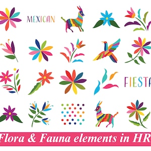 Mexican Otomi Clipart Bundle - Colorful Mexican Flower Set SVG PNG ...
