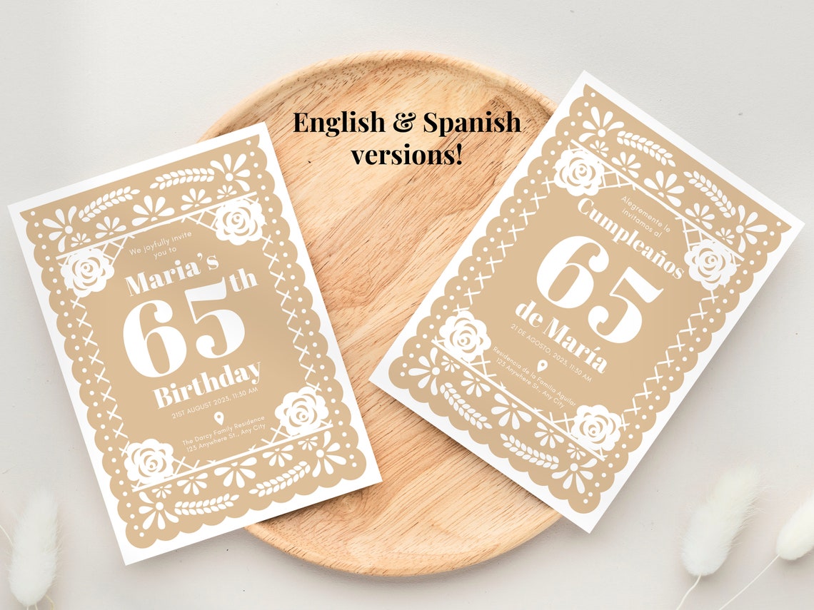 Papel Picado Birthday Invitation Template Set of 2 | Spanish + English ...
