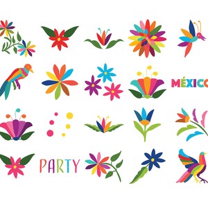 Mexican Otomi Clipart Bundle - Colorful Mexican Flower Set SVG PNG ...
