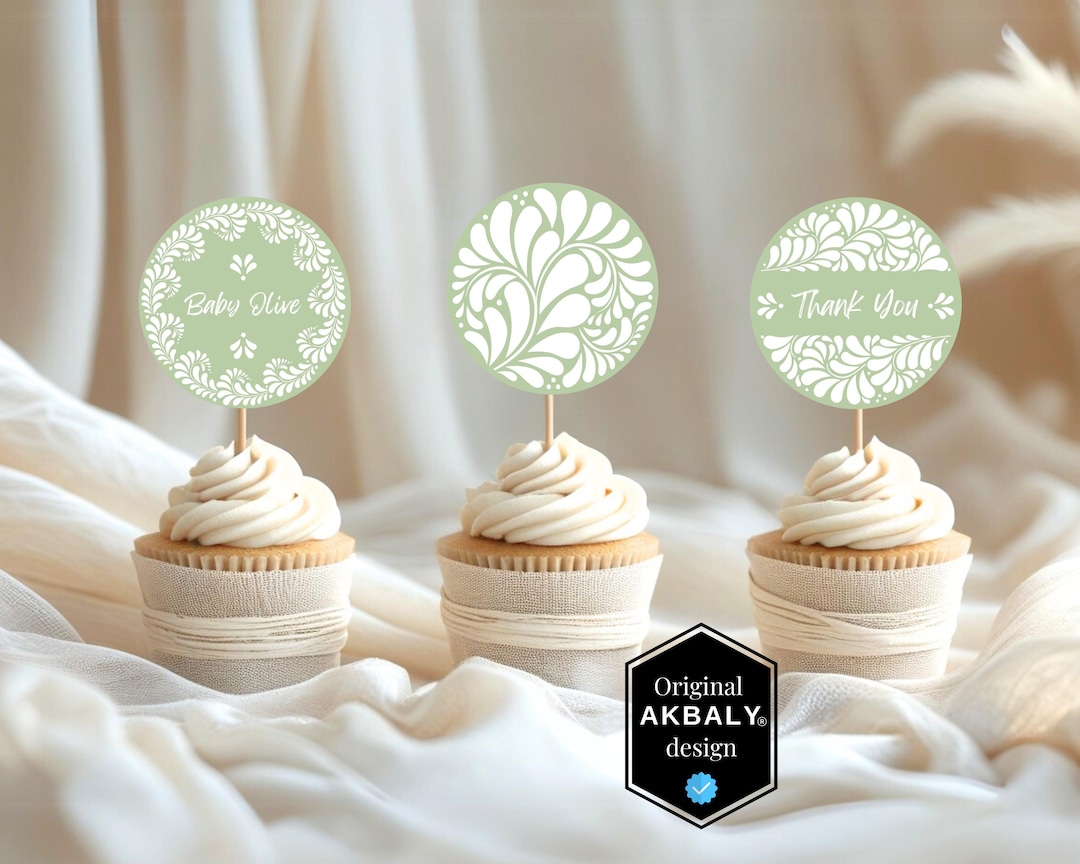 Green Talavera Label Template 3pc Set | Round Digital Sticker ...