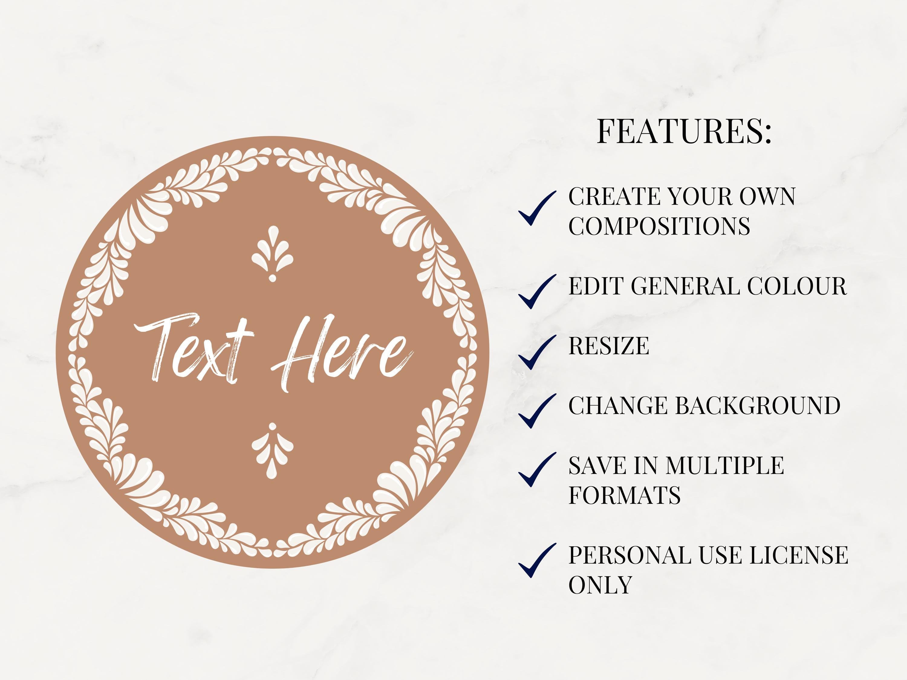 Mexican Talavera Label Template | Round Digital Sticker | Talavera Gift ...