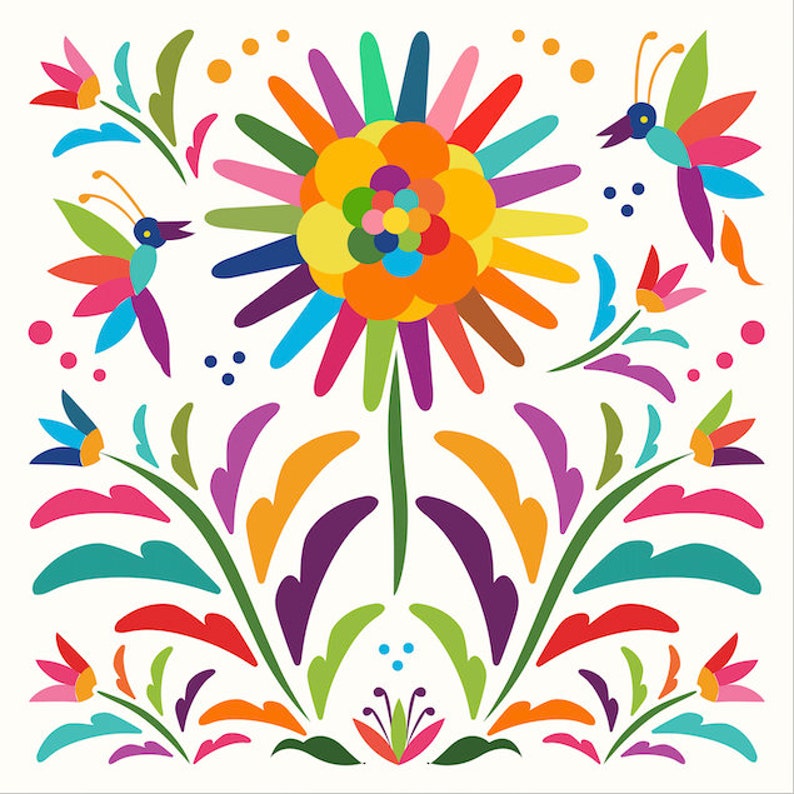 Mexican Otomí Style Design in Vector | Digital Download Files | Clipart ...