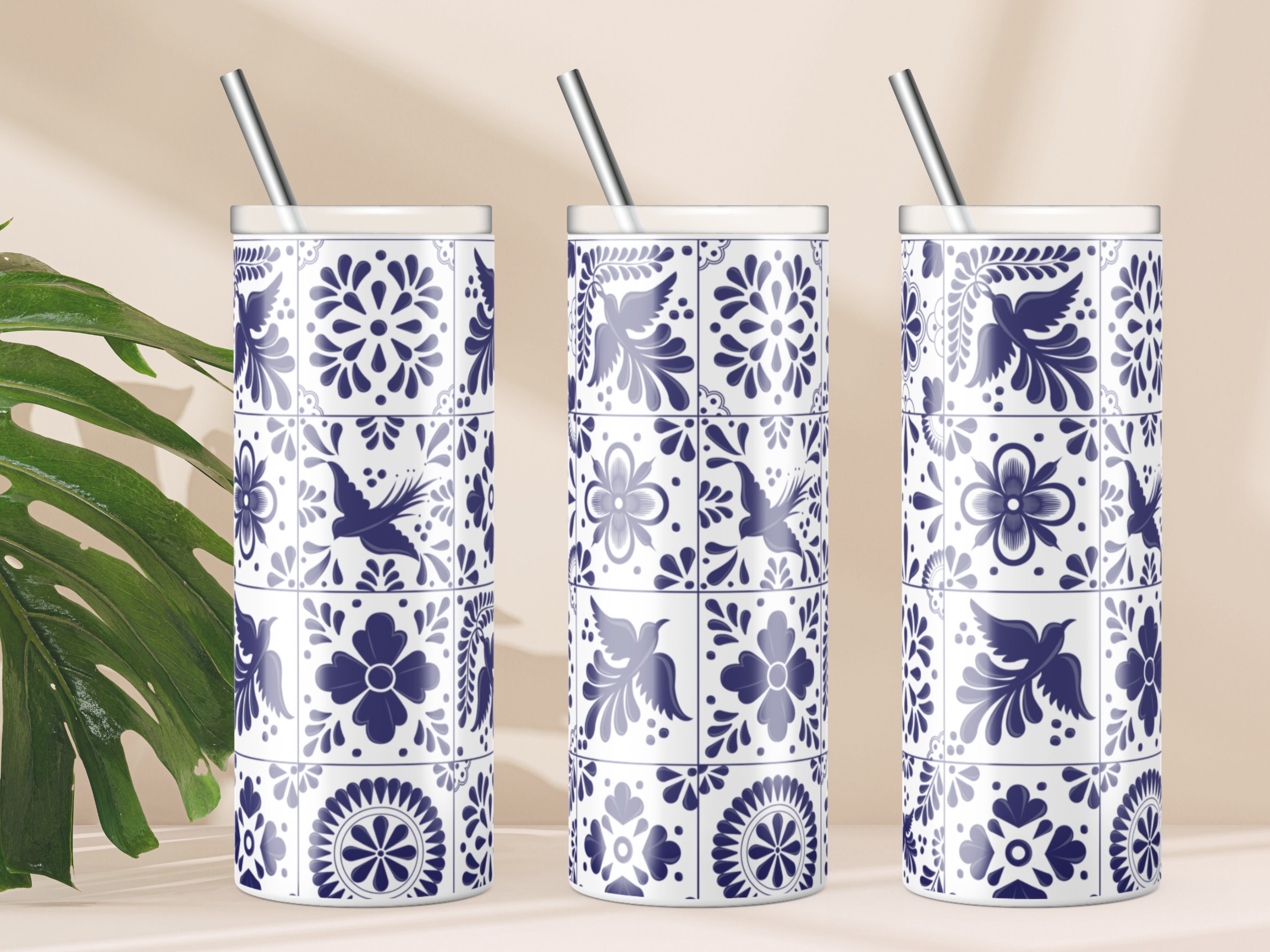 Tumbler Wrap Talavera Mexican Tiles Bundle Blue 20oz + 30oz ...