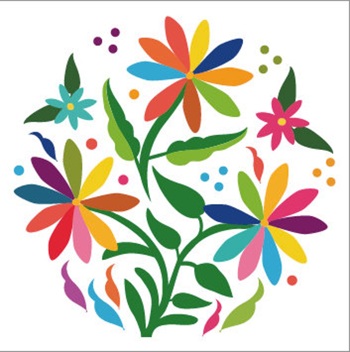Mexican Flowers Floral Otomi Designs in Vector Set of 4 - Etsy