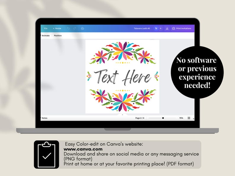 Beautiful Mexican Otomi Template - Digital File Easy to Edit With Canva ...