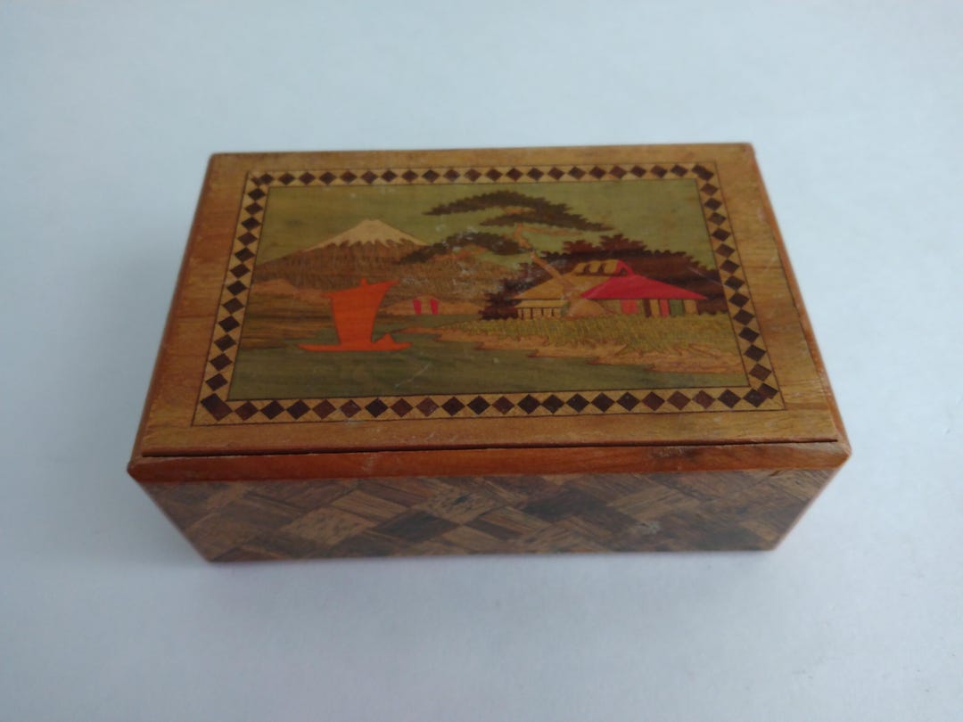 Vintage Japanese Himitsu Bako Puzzle Trick Box Secret Compartment Game ...