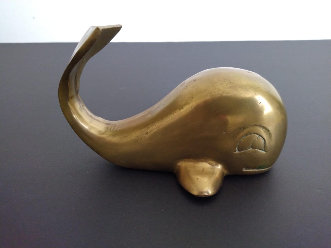 Vintage Solid Brass Whale Figurine Paperweight Nautical Home Deco. - Etsy