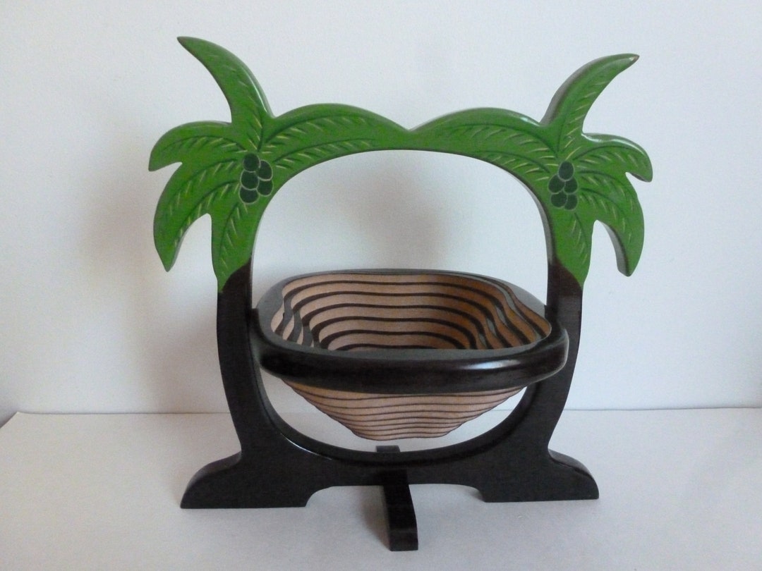 Hawaii Basket Palm Tree Collapsible Wooden Basket / Wood Folding Basket ...