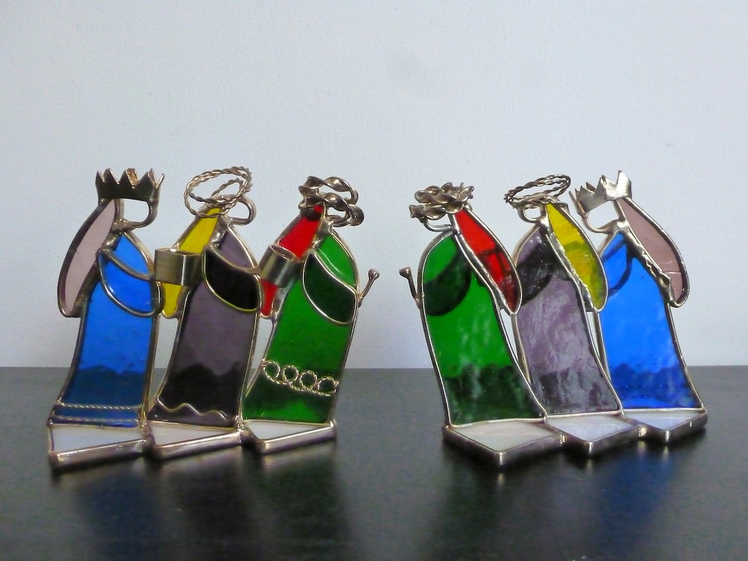 Stained Glass 3 Kings / 3 Wisemen Figurine Set of 2 - Etsy