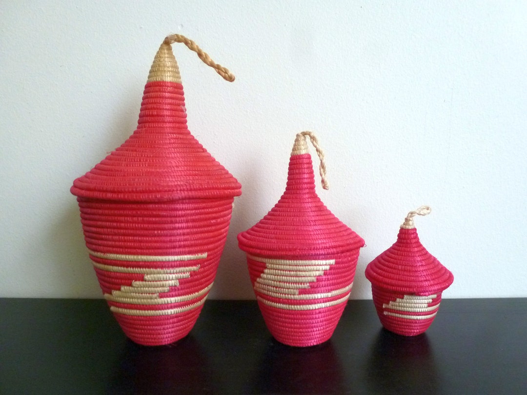Vintage Conical Rwandan Peace Baskets / Nesting Basket African Hand ...