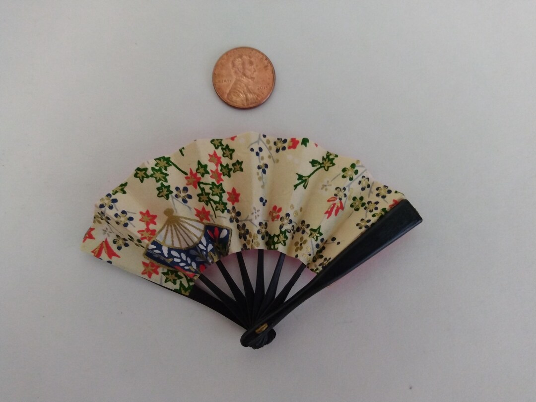 Miniature Asian Japanese Paper Fan Vintage - Etsy
