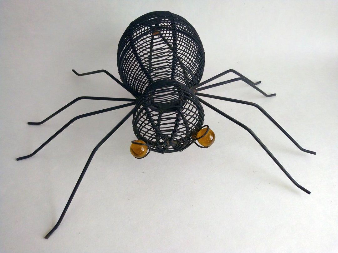 Large Metal Spider Figurine With Glass Eyes Home Garden Decor ...