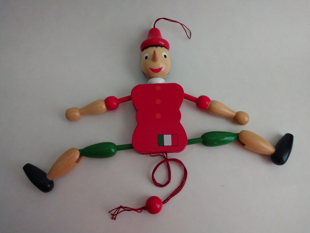 Jumping Jack Pinocchio Wooden Jointed Pull Toy Italy 11.5"h - Etsy